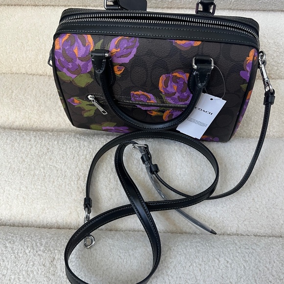 Coach | Bags | Coach Rowan Satchel In Signature Canvas With Rose Print | Poshmark